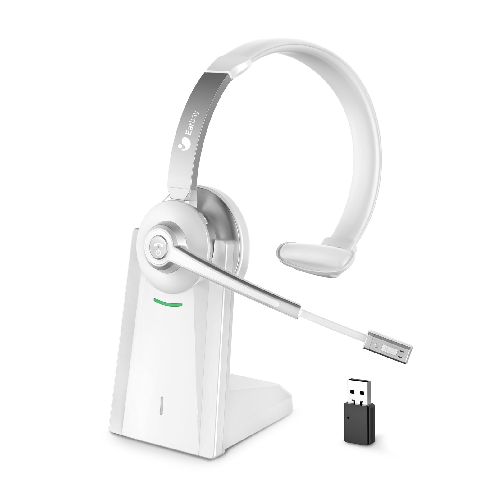 Earbay Wireless Dual Connection Headset - White - No More Pain Ergonomics