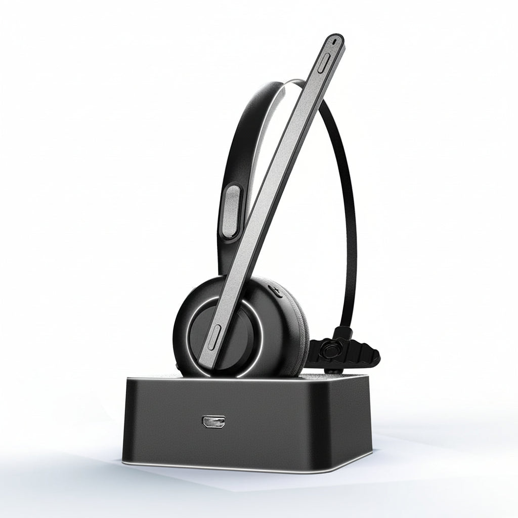 Wireless Bluetooth Computer Headset with Charging Dock – No More Pain ...