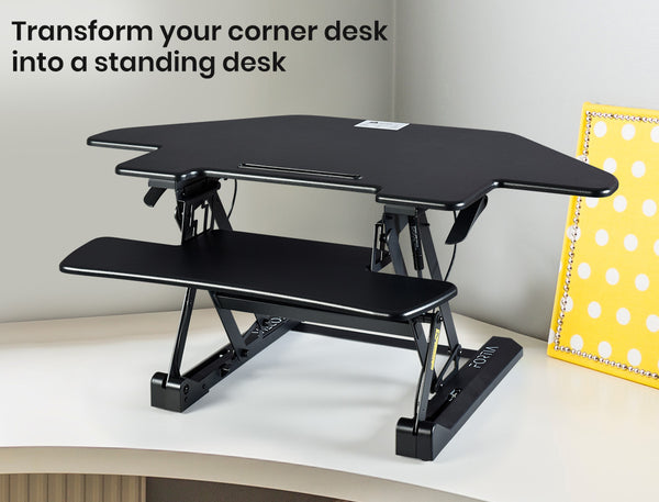 Fortia Height Adjustable Corner Standing Desk - Black - No More Pain ...
